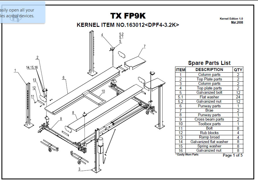 Titan Kernel Factory OEM Replacement 4 Post Lift Cable - FREE SHIPPING