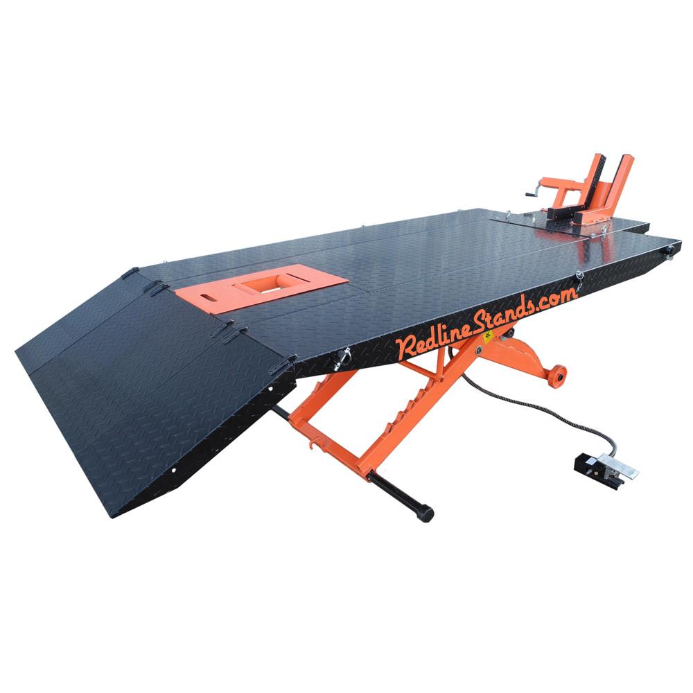 Best Motorcycle Lift | HD1K Lift Table | Red Line Stands