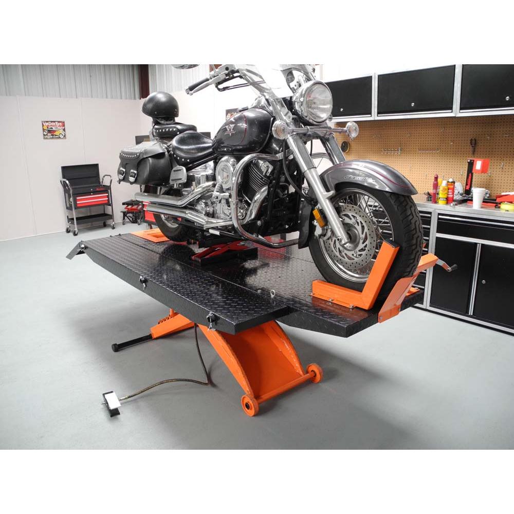 Best Motorcycle Lift | HD1K Lift Table | Red Line Stands