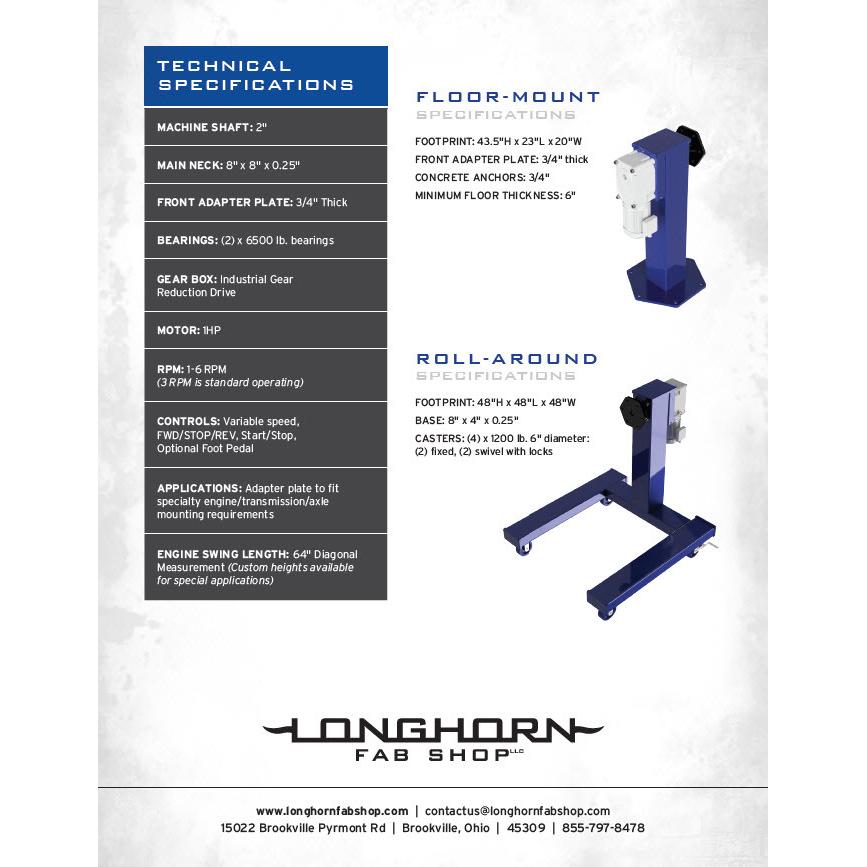 Longhorn Fab Heavy-Duty Diesel Engine Stand - Redline Stands