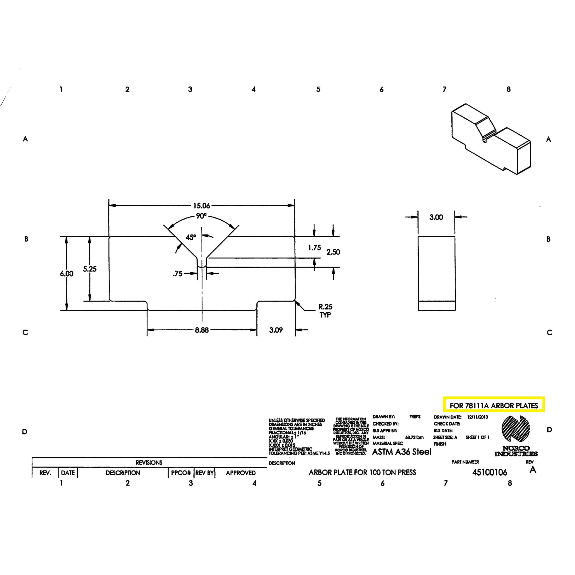Norco 50/100 Ton Shop Press Arbor Bed Plates : Motorcycle Lift Tables ...