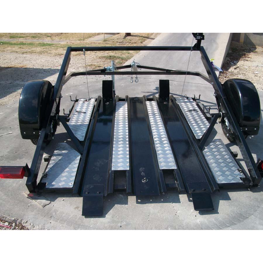 Kernel Manufacturing Dual Drop Floor Motorcycle Trailer - Easy Loading ...