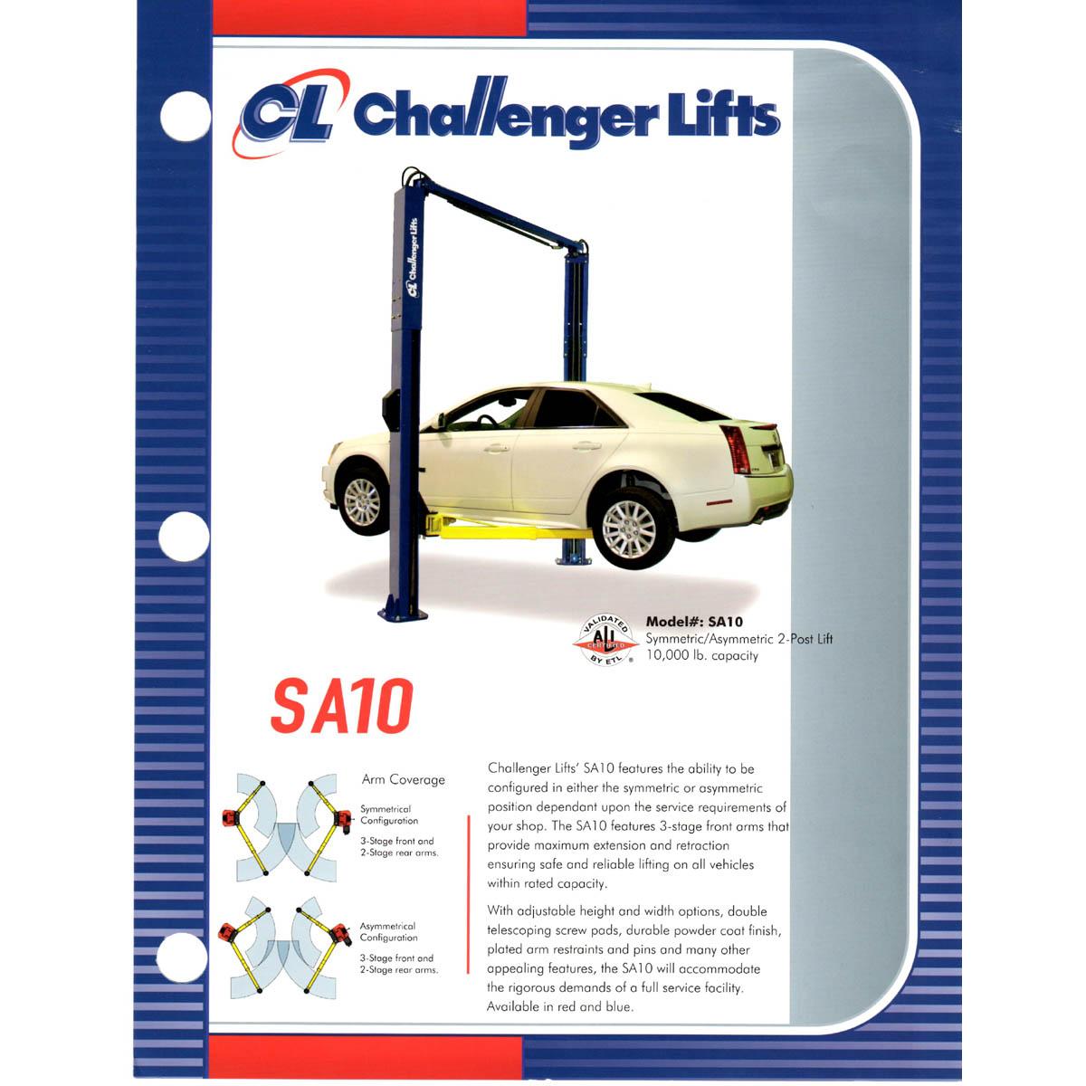 Challenger 10K SA10 2 Post Clearfloor Auto Lift ALI Certified - FREE ...